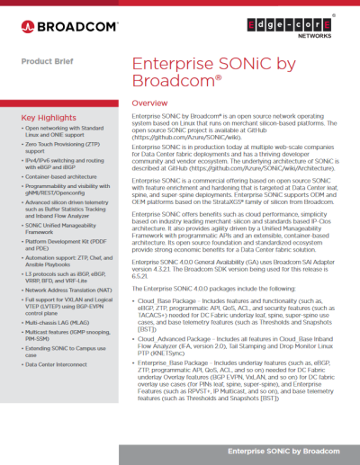 Enterprise SONiC by Broadcom® - Edgecore Networks