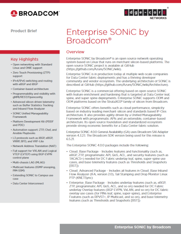 Enterprise SONiC by Broadcom® - Edgecore Networks